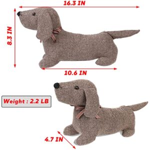 SANFERGE Cute Decorative Door Stopper for Home and Office Floor Door Stops, Fabric Animal Weighted Heavy Wall Protectors, Brown Dog