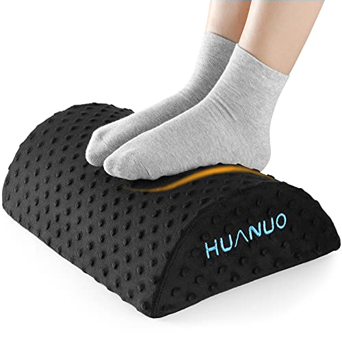 HUANUO Under Desk Foot Rest - Ergonomic Footrest with 2 Optional Covers Massage Textured Surface & Non-Slip Micro Beads for Airplane, Travel, Ergonomic Foot Stool Cushion