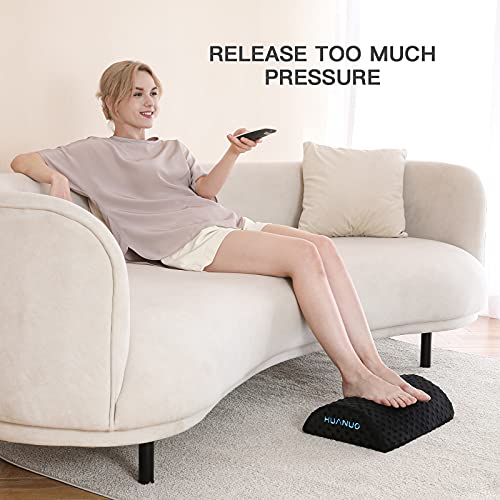 HUANUO Under Desk Foot Rest - Ergonomic Footrest with 2 Optional Covers Massage Textured Surface & Non-Slip Micro Beads for Airplane, Travel, Ergonomic Foot Stool Cushion