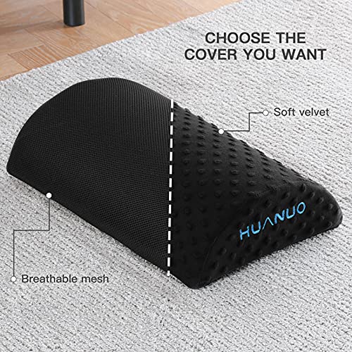 HUANUO Under Desk Foot Rest - Ergonomic Footrest with 2 Optional Covers Massage Textured Surface & Non-Slip Micro Beads for Airplane, Travel, Ergonomic Foot Stool Cushion