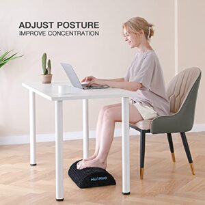 HUANUO Under Desk Foot Rest - Ergonomic Footrest with 2 Optional Covers Massage Textured Surface & Non-Slip Micro Beads for Airplane, Travel, Ergonomic Foot Stool Cushion