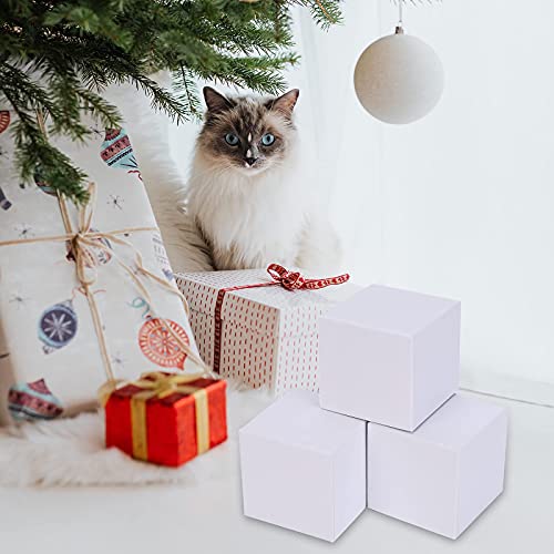 Dasofine Gift Boxes with Lids 6pcs, 4 x 4 x 3.8 White Kraft Gift Boxes for Presents, Square Gift Box, Candle Box for Party, Birthdays, Wedding, Christmas, Holidays, Crafting