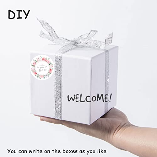 Dasofine Gift Boxes with Lids 6pcs, 4 x 4 x 3.8 White Kraft Gift Boxes for Presents, Square Gift Box, Candle Box for Party, Birthdays, Wedding, Christmas, Holidays, Crafting