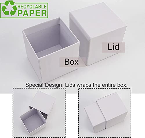 Dasofine Gift Boxes with Lids 6pcs, 4 x 4 x 3.8 White Kraft Gift Boxes for Presents, Square Gift Box, Candle Box for Party, Birthdays, Wedding, Christmas, Holidays, Crafting