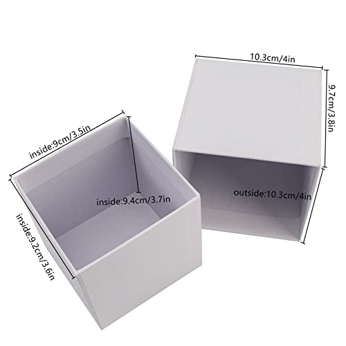 Dasofine Gift Boxes with Lids 6pcs, 4 x 4 x 3.8 White Kraft Gift Boxes for Presents, Square Gift Box, Candle Box for Party, Birthdays, Wedding, Christmas, Holidays, Crafting