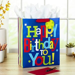 Hallmark 15" Extra Large Gift Bag with Tissue Paper for Birthday (Happy Birthday to You!)