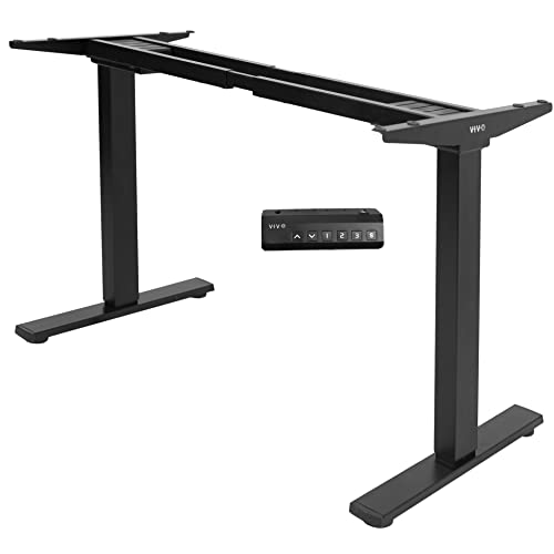 VIVO Electric Stand Up Desk Frame, DIY Workstation, Frame Only, Dual Motor Ergonomic Standing Height Adjustable Base with Memory Controller, Black, DESK-E-200B