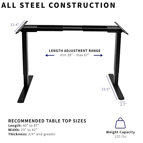 VIVO Electric Stand Up Desk Frame, DIY Workstation, Frame Only, Dual Motor Ergonomic Standing Height Adjustable Base with Memory Controller, Black, DESK-E-200B