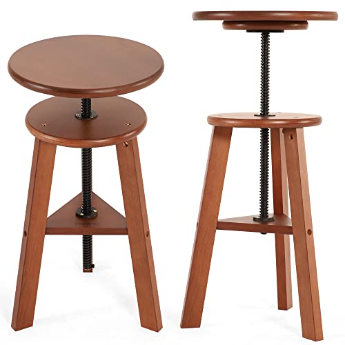 VISWIN 19"-26" H Wooden Adjustable Height Stool, Beech Wood Artist Stool for Drafting Table, Painting Stool for Artists, Adults, Wood Chair for Bar, Kitchen, Home Use, Office, Studio