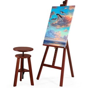 VISWIN 19"-26" H Wooden Adjustable Height Stool, Beech Wood Artist Stool for Drafting Table, Painting Stool for Artists, Adults, Wood Chair for Bar, Kitchen, Home Use, Office, Studio