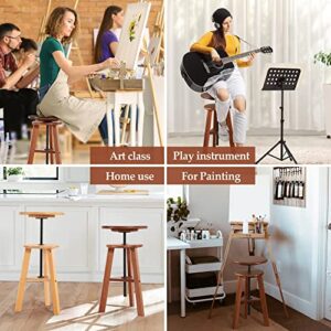 VISWIN 19"-26" H Wooden Adjustable Height Stool, Beech Wood Artist Stool for Drafting Table, Painting Stool for Artists, Adults, Wood Chair for Bar, Kitchen, Home Use, Office, Studio