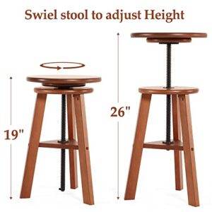 VISWIN 19"-26" H Wooden Adjustable Height Stool, Beech Wood Artist Stool for Drafting Table, Painting Stool for Artists, Adults, Wood Chair for Bar, Kitchen, Home Use, Office, Studio