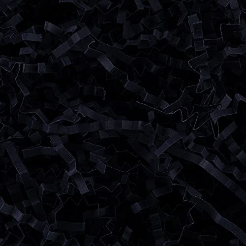 OBMMIRAO 0.5 LB Black Crinkle Cut Paper Shred Filler for Gift Wrapping & Basket Filling, Decorative Grass Shredded Paper for Gift Box, Gift Box Stuffing