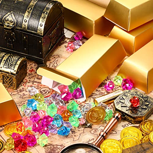 24 Pieces Gold Bars Fake Bar Gift Box Golden Party Favor Chocolate Gold Coins Foil Treasure Brick Paper Boxes for Christmas Party Casino Theme Decoration Candy Treats Toys, 5.5 x 3.2 Inches (24 Pcs)