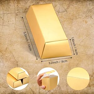 24 Pieces Gold Bars Fake Bar Gift Box Golden Party Favor Chocolate Gold Coins Foil Treasure Brick Paper Boxes for Christmas Party Casino Theme Decoration Candy Treats Toys, 5.5 x 3.2 Inches (24 Pcs)