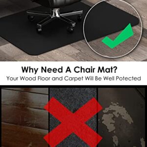 Office Chair Mat for Carpet, Hardwood and Tile Floor, 1/5" Thick Desk Chair Mat, 35" x 45" Anti-Slip Carpet Chair Mats for r Low/Medium Pile Carpets