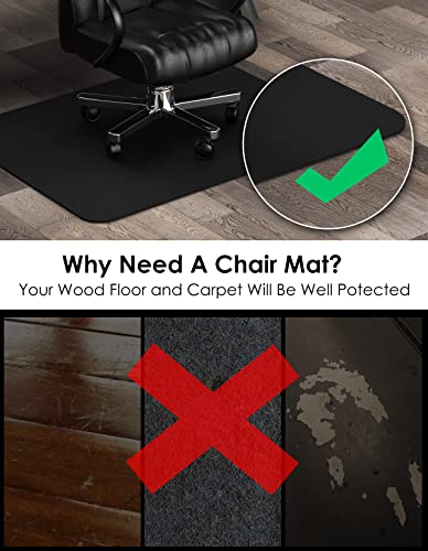 Office Chair Mat for Carpet, Hardwood and Tile Floor, 1/5" Thick Desk Chair Mat, 35" x 45" Anti-Slip Carpet Chair Mats for r Low/Medium Pile Carpets