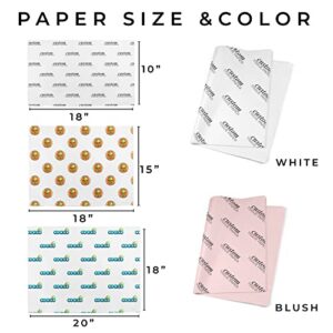 COACO Personalized Tissue Paper, Your Custom Design, Logo, or Text, Great for Holiday or Special Occasion, Small Business Packaging or Gift Wrapping, 30, 50, or 100 Count, White (18"x10")