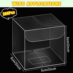 200 Pcs Clear Favor Boxes 2 x 2 x 2 Inches Clear Plastic Gift Box PET Clear Treat Boxes Clear Party Favor Containers Candy Boxes Packaging Transparent Cube Boxes for Birthday Party Baby Shower Wedding