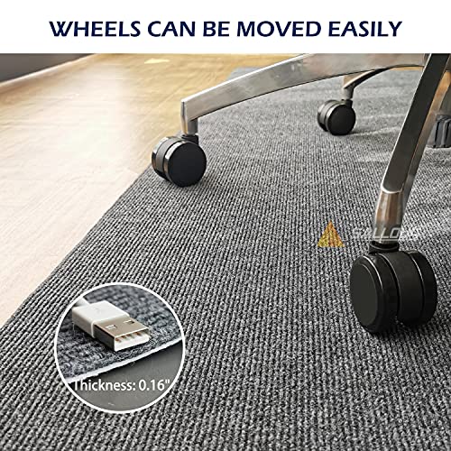 SALLOUS Chair Mat for Hard Floors, 55" x 35" Desk Chair Mat for Hard Surface, 1/6" Thick Office Chair Mat for Hardwood Floor, Low-Pile Desk Rug for Home, Rolled Packaging, Dark Gray