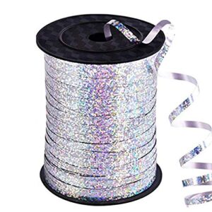 500 yards silver crimped curling ribbon shiny metallic balloon string roll gift wrapping ribbon for party festival art craft decor florist flowers decoration