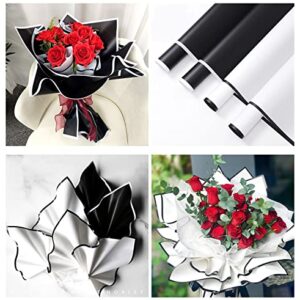 20 Sheets black and white border Flower Wrapping Paper Florist Bouquet Supplies Waterproof Thicken Floral Wrapping Paper Gift or Gift Box Packaging Paper 23 x 23 inch (Black Edge & White)