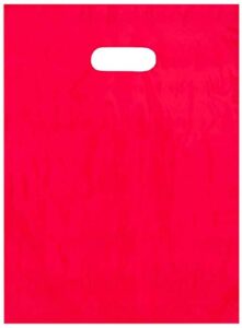 red merchandise bags 12 x 15 with handles for boutique, personal use, party, bulk 50 each