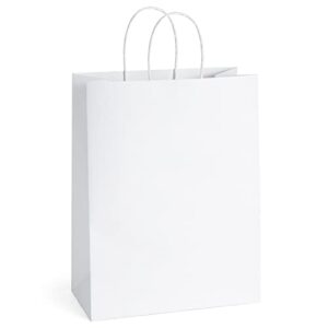 bagdream gift bags 10x5x13 25pcs white paper bags gift bags with handles bulk shopping bags, merchandise bags, retail bags, party favor bags, 100% recyclable paper bags sacks