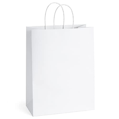 BagDream Gift Bags 10x5x13 25Pcs White Paper Bags Gift Bags with Handles Bulk Shopping Bags, Merchandise Bags, Retail Bags, Party Favor Bags, 100% Recyclable Paper Bags Sacks