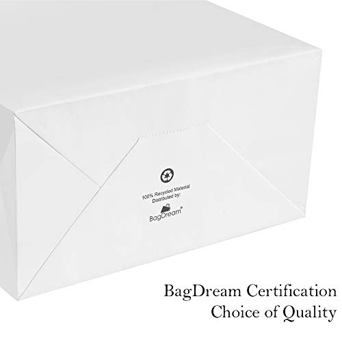 BagDream Gift Bags 10x5x13 25Pcs White Paper Bags Gift Bags with Handles Bulk Shopping Bags, Merchandise Bags, Retail Bags, Party Favor Bags, 100% Recyclable Paper Bags Sacks