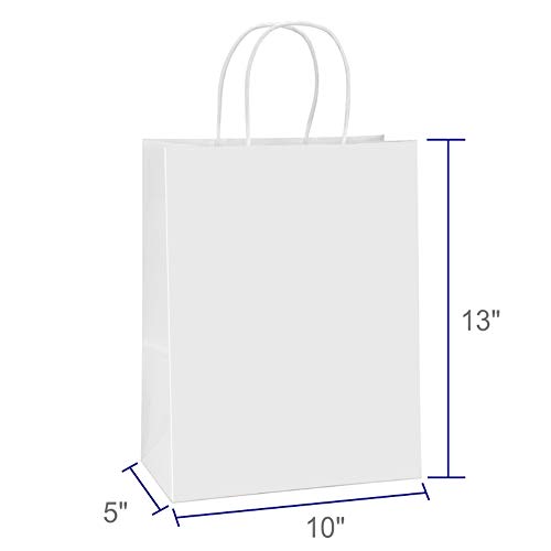 BagDream Gift Bags 10x5x13 25Pcs White Paper Bags Gift Bags with Handles Bulk Shopping Bags, Merchandise Bags, Retail Bags, Party Favor Bags, 100% Recyclable Paper Bags Sacks