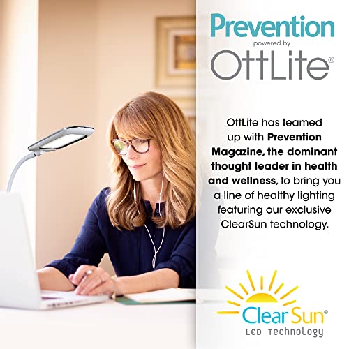 OttLite LED Desk Lamp with Wireless Charging, Prevention Designed to Reduce Eyestrain - Adjustable Flexible Neck, 3 Color Modes & Touch Controls - Crafting, Office Work, Reading & Studying