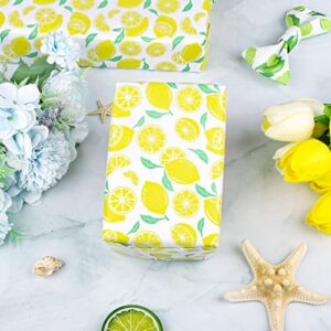 Whaline 100 Sheet Lemon Tissue Paper Spring Summer Lemon Tissue Paper Fruit Wrapping Tissue Paper for Birthday Baby Shower Party Favor Decor Craft Gift Packing Bag Box, 13.8 x 19.7