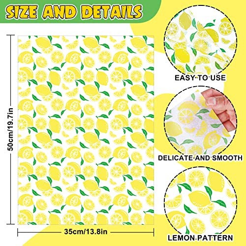 Whaline 100 Sheet Lemon Tissue Paper Spring Summer Lemon Tissue Paper Fruit Wrapping Tissue Paper for Birthday Baby Shower Party Favor Decor Craft Gift Packing Bag Box, 13.8 x 19.7