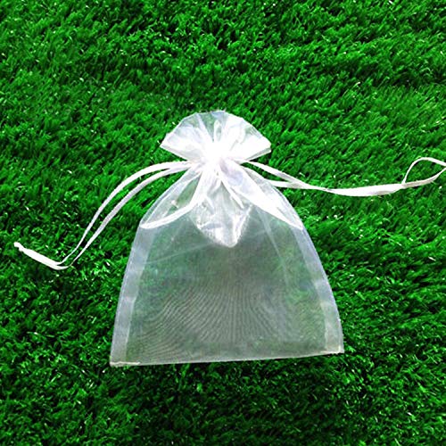 50 PCS 8x12 White Organza Bags, Jewelry Gift Bags for Party,Wedding Favor Bags with Drawstring, Jewelry, Festival, Makeup Organza Favor Bags,net gift bags,drawstring goody bags,Penetrating Light Fruit Protection Bags