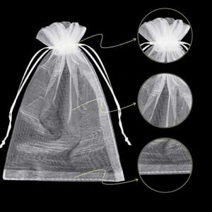 50 PCS 8x12 White Organza Bags, Jewelry Gift Bags for Party,Wedding Favor Bags with Drawstring, Jewelry, Festival, Makeup Organza Favor Bags,net gift bags,drawstring goody bags,Penetrating Light Fruit Protection Bags