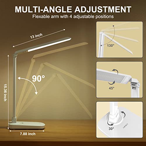 NPET Led Desk Lamp, Eye-Caring LED Lamp with Stepless Brightness,Touch Control,Adjustable Arm,Desk Light for Home,Office,Study,Reading,Dorm Essentials