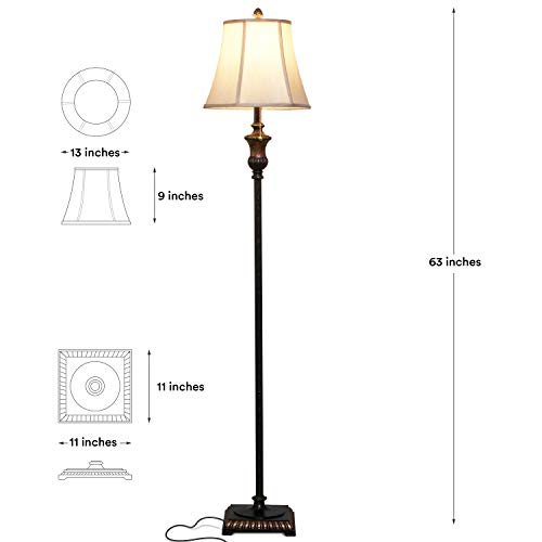 Brightech Sophia LED Floor Lamp, Tall Lamp with Bell Shape Fabric Shade, Mid Century Modern Lamp for Bedroom, Mid-Century Lamp for Living Rooms & Offices, Great Living Room Decor - Bronze