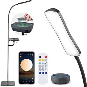 dekita led floor lamp with wireless charger, 12w reading lamps floor standing ,3000-6500k led floor reading lamp, led floor lamps for living room with remote alexa google assistant