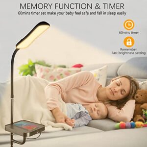 DEKITA LED Floor Lamp with Wireless Charger, 12W Reading Lamps Floor Standing ,3000-6500K Led Floor Reading lamp, Led Floor Lamps for Living Room with Remote Alexa Google Assistant