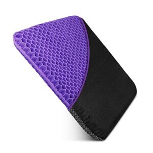 seat cushion, gel seat cushion for long sitting, purple double thick seat cushion with carry handle, gel seat cushion for office chair car wheelchair, helps to relieve sciatica back hip tailbone pain