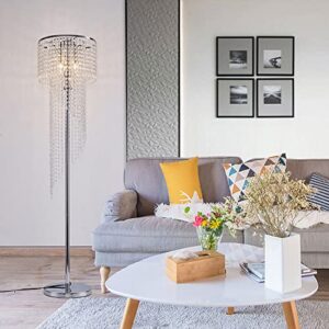 hsyile lighting ku300160 modern style floor lamp chrome finish and plentiful crystals,3 lights