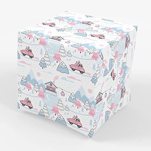 Stesha Party Ski Holiday Winter Gift Wrapping Paper - Folded Flat 30 x 20 Inch (3 Sheets)