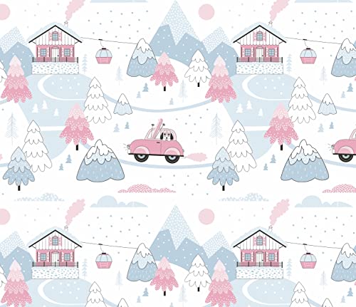 Stesha Party Ski Holiday Winter Gift Wrapping Paper - Folded Flat 30 x 20 Inch (3 Sheets)