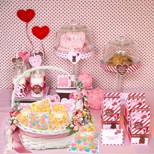 HADDIY Valentine Small Cellophane Candy Bags,200 Pcs Heart Self Adhesive Clear Cookie Treat Bags for Kids Valentines Day Party Favor and Sweet Packing-Pink