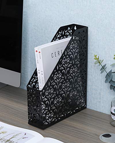 EasyPAG Heavy Duty Magazine File Holder Rack Paper Book Storage Office Desk Organizer,Black