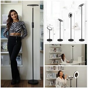 ACODO Floor lamp,LED Modern Double Side Lighting Reading Lamps ,Adjustable Height 4 Color Temperatures Standing Working Tall Lamp with Remote & Touch Control for Living Room,Bedroom, Office (Black)