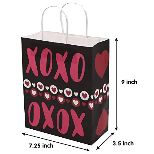 JOYIN 24 Pcs Valentine's Day Paper Gift Bags with Handle, Paper Wrapping Kraft Bags for Funny Gift Giving Novelty Gift Exchange Gift Wrapping Valentines Gift Bags Party Favors