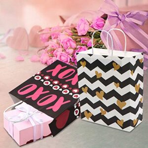 JOYIN 24 Pcs Valentine's Day Paper Gift Bags with Handle, Paper Wrapping Kraft Bags for Funny Gift Giving Novelty Gift Exchange Gift Wrapping Valentines Gift Bags Party Favors