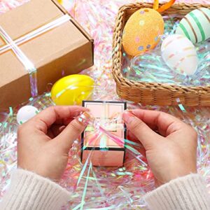 17.6 oz Easter Basket Grass Raffia Plastic Paper Shreds Craft Shredded Confetti Tissue Basket Filler for Easter Spring Party Gift Packing Decoration (Iridescent,Stylish Style)